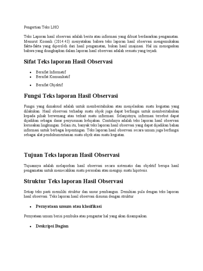 Materi Lengkap Teks LHO | PDF