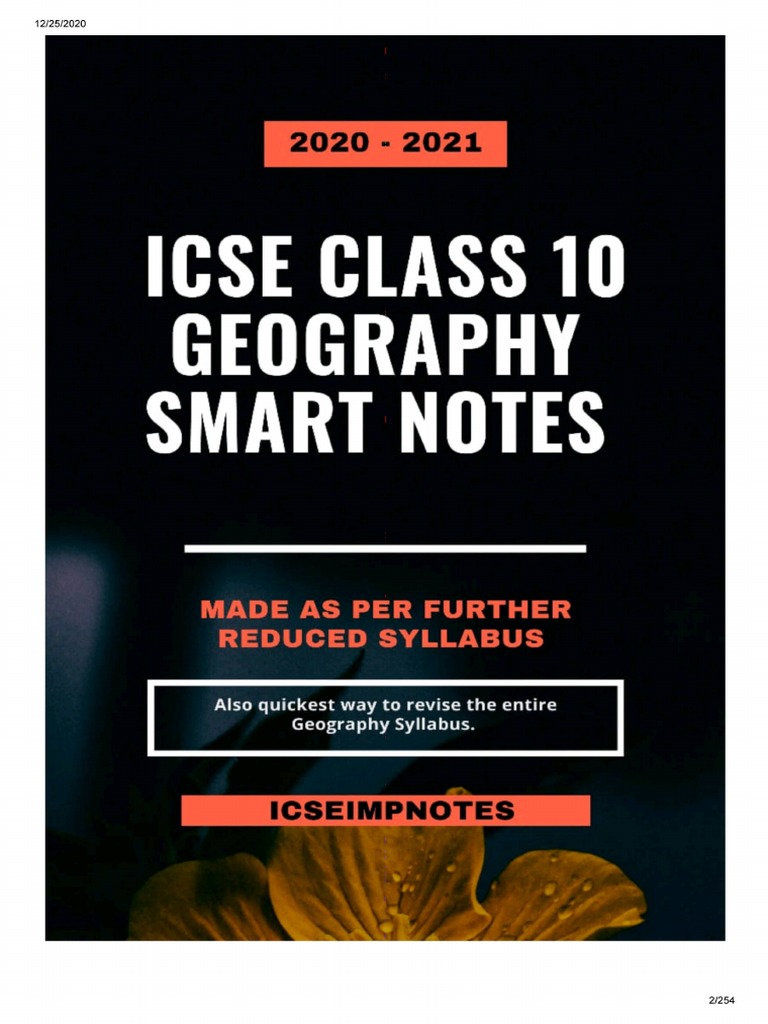 Geography Smart Notes Class 10 | PDF
