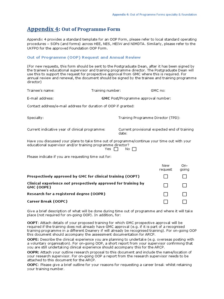GG8 Appendix 4 - Out of Programme Form | PDF