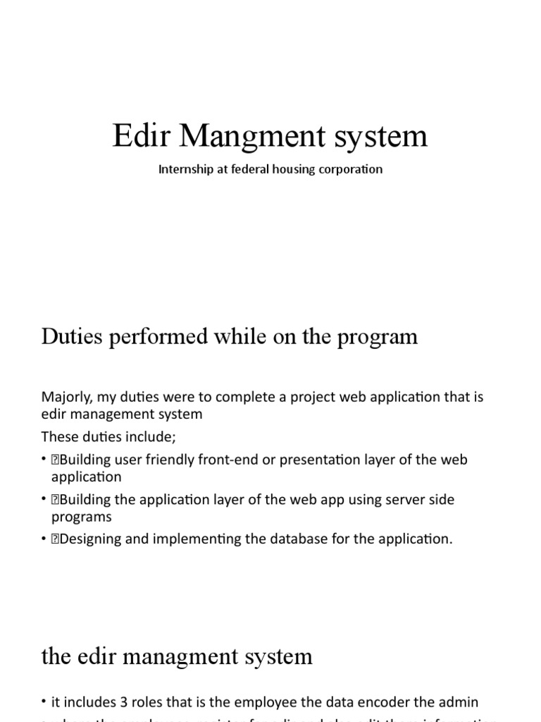 Edir Management System Overview | PDF