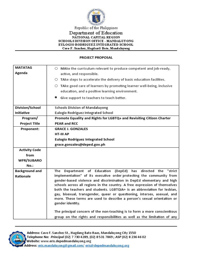 Project Proposal Gad T NT | PDF | Gender Equality | Gender Studies