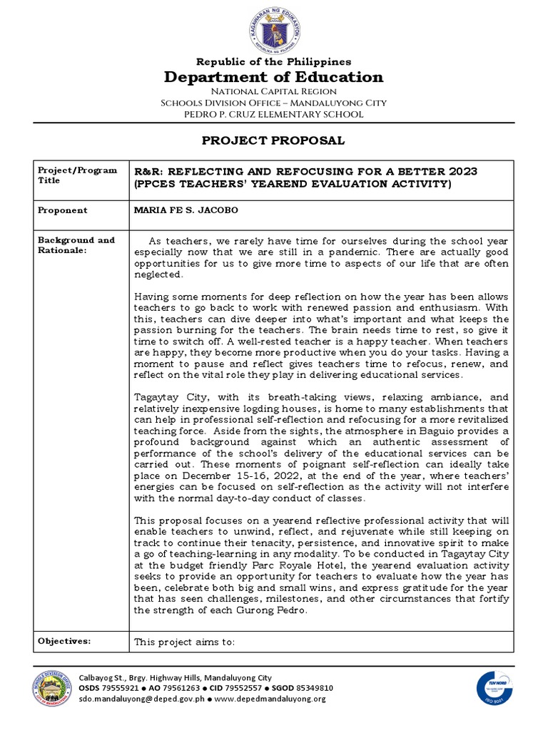 Proposal Year End Assessment 3 Tagaytay | PDF