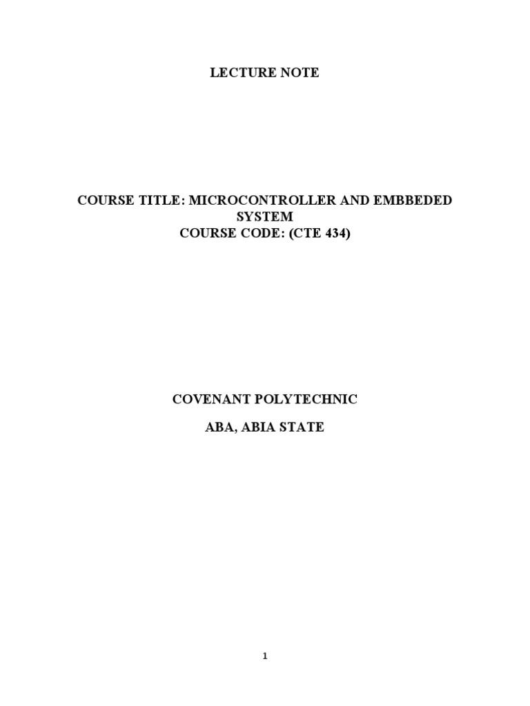 Lecture Note - Embedded System and Microcontroller | PDF | Embedded System | Central Processing Unit