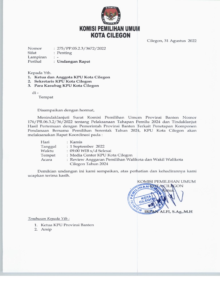 Undangan Review Anggaran Pilkada 2024 | PDF