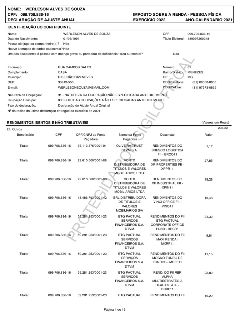IRPF 2022 2021 Origi Imagem Declaracao | PDF