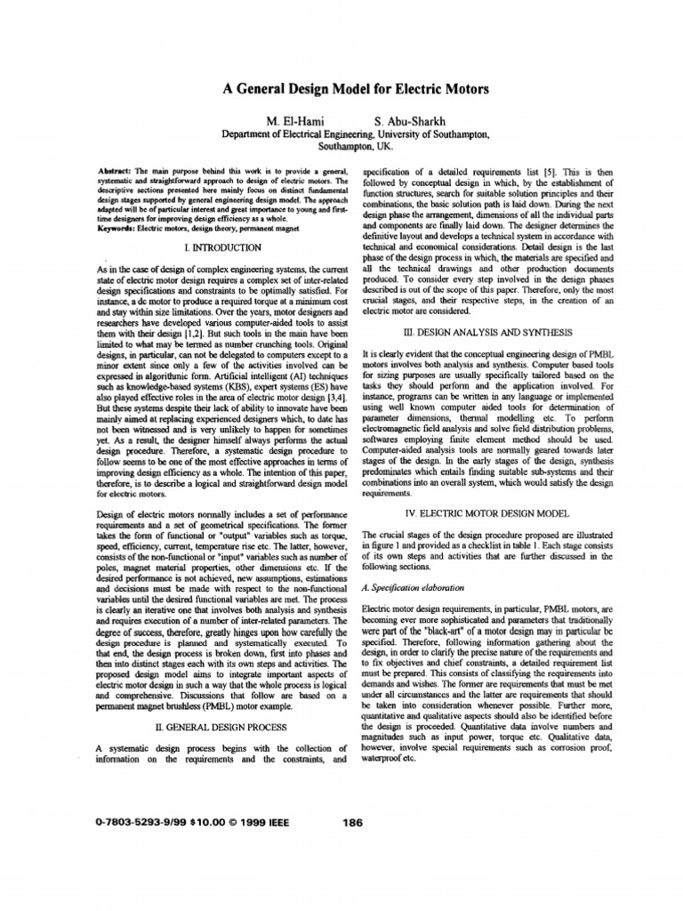 A General Design Model For Electric Motors | PDF