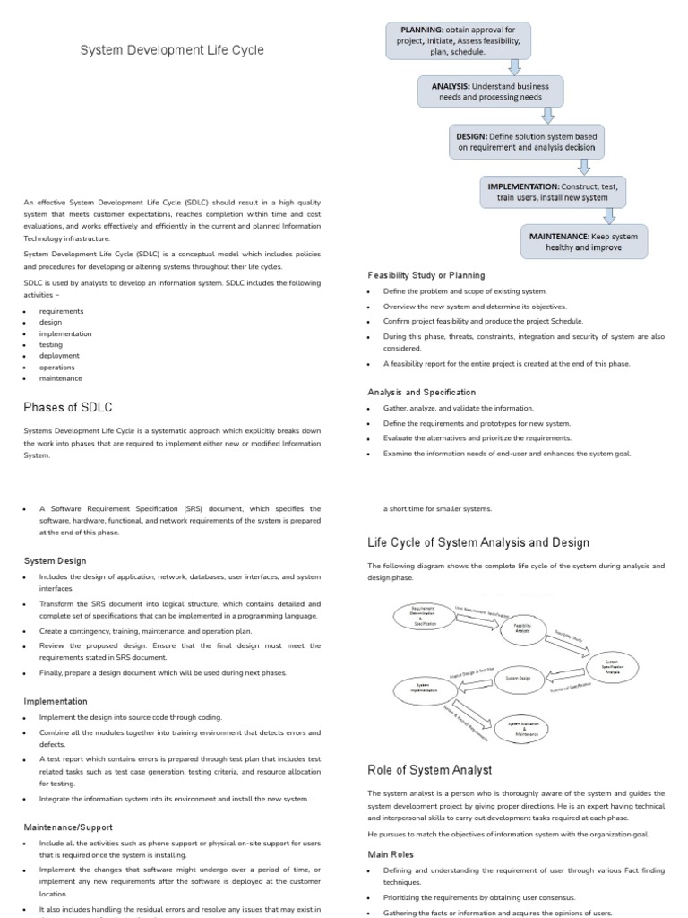 System Development Life Cycle 2) | PDF | Computing | Systems Engineering