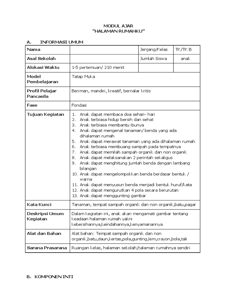 Modul Ajar Halaman Rumahku | PDF