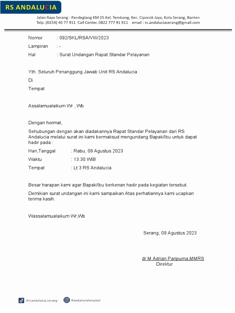 Surat Undangan Standar Pelayanan | PDF