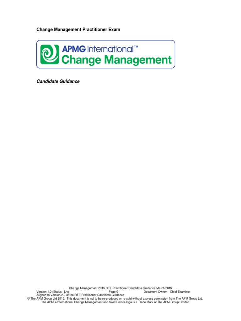Change Management Practitioner Exam Guide | PDF | Reason | Question