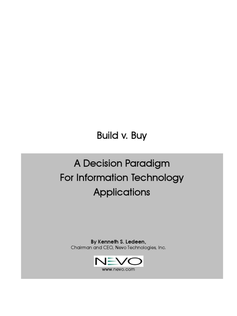 Build v. Buy A Decision Paradigm For Information Technology ...
