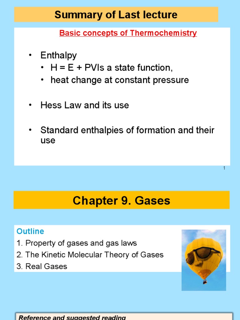 Chapter 9 Gases After-Lecture-Note | PDF | Gases | Temperature