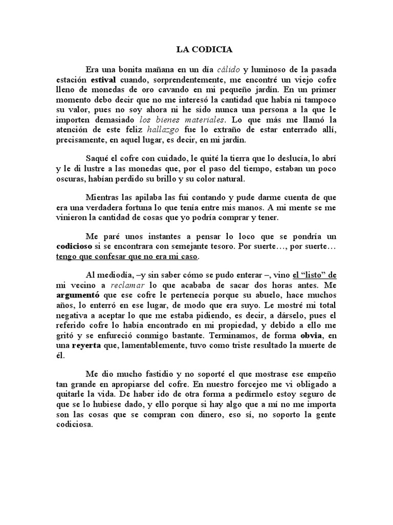Imp-5º A - La Codicia | PDF