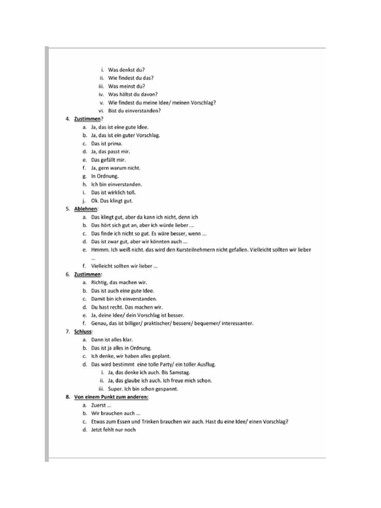 Redemittel Etwas Planen 2 | PDF