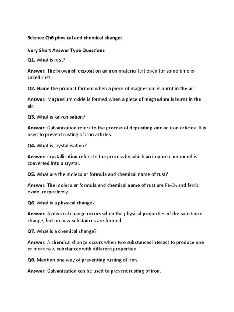 Science Ch6 Physical and Chemical Changes | PDF