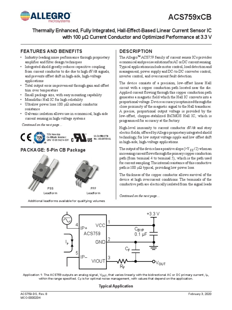ACS759 Datasheet | PDF | Electronic Engineering | Computer Engineering