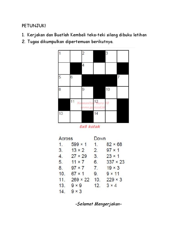 Matematika Teka Teki Silang | PDF