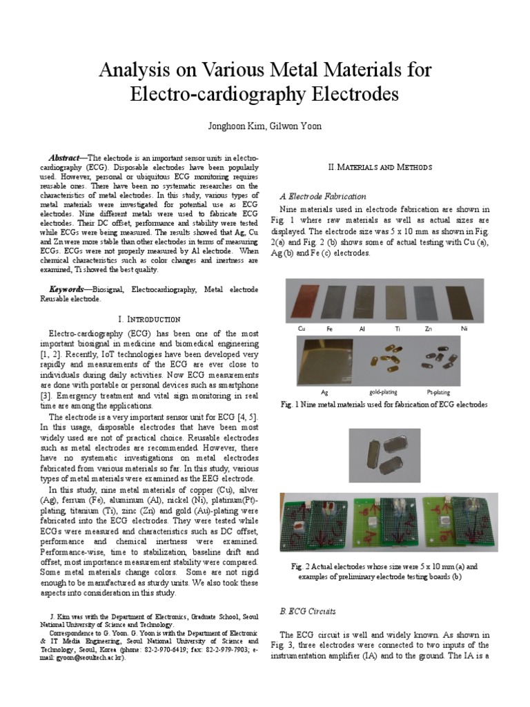 Analysis On Various Metal Materials For Electro-Cardiography Electrodes ...