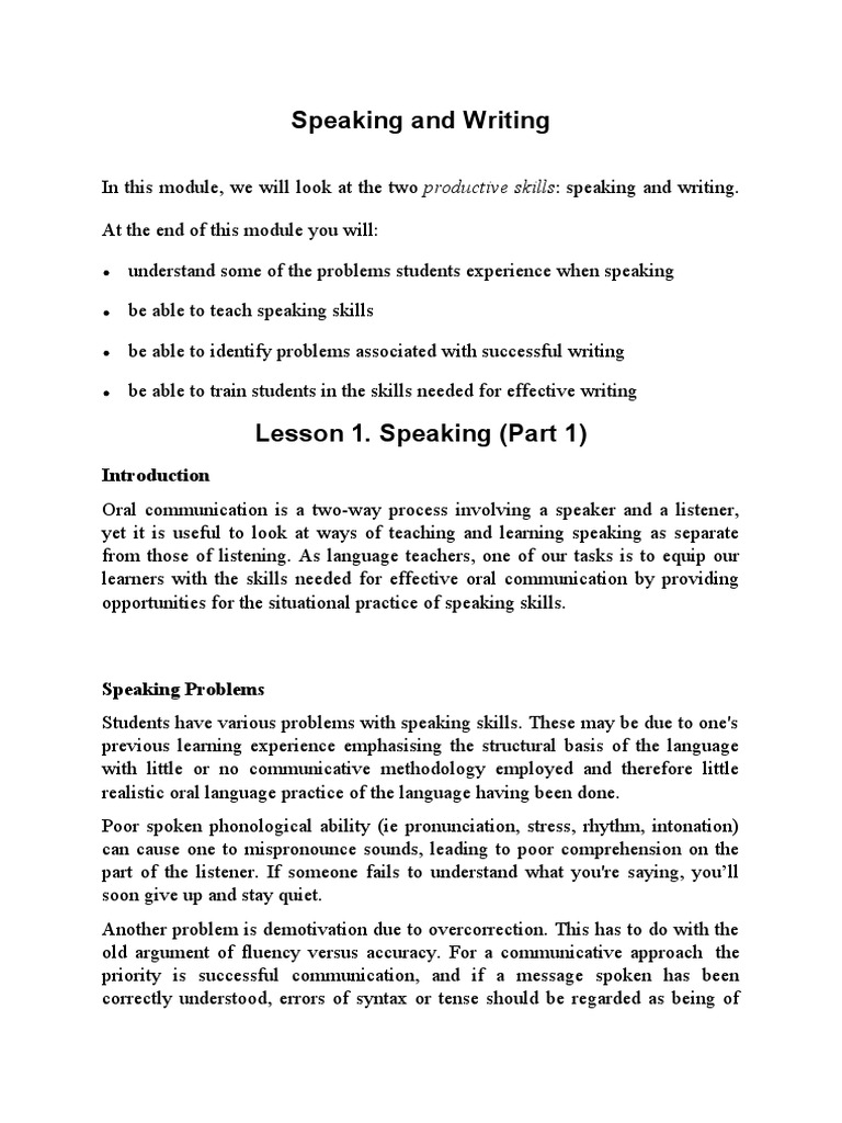 MODULE 3.3 - Speaking and Writing | PDF | Stress (Linguistics ...
