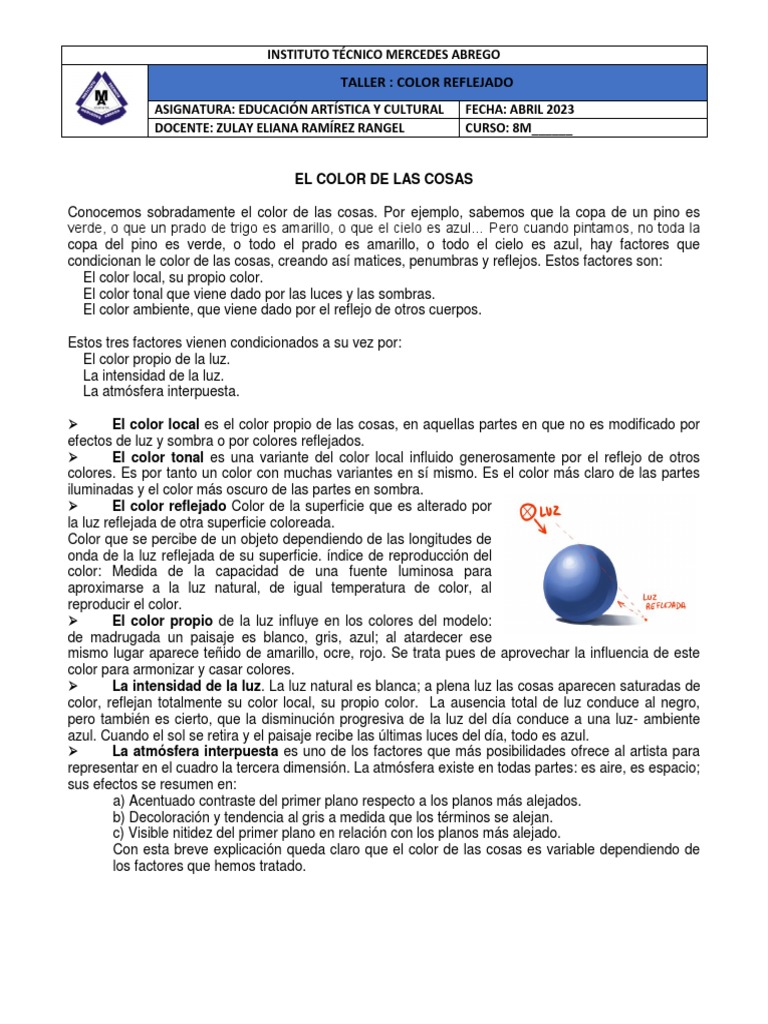 Factores del Color en Pintura Artística | PDF | Color | Sombra