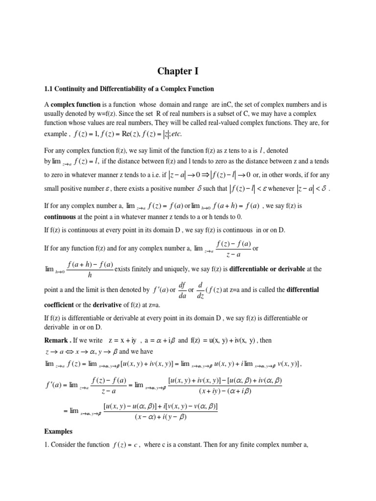 Complex Differentiation and Integration | PDF