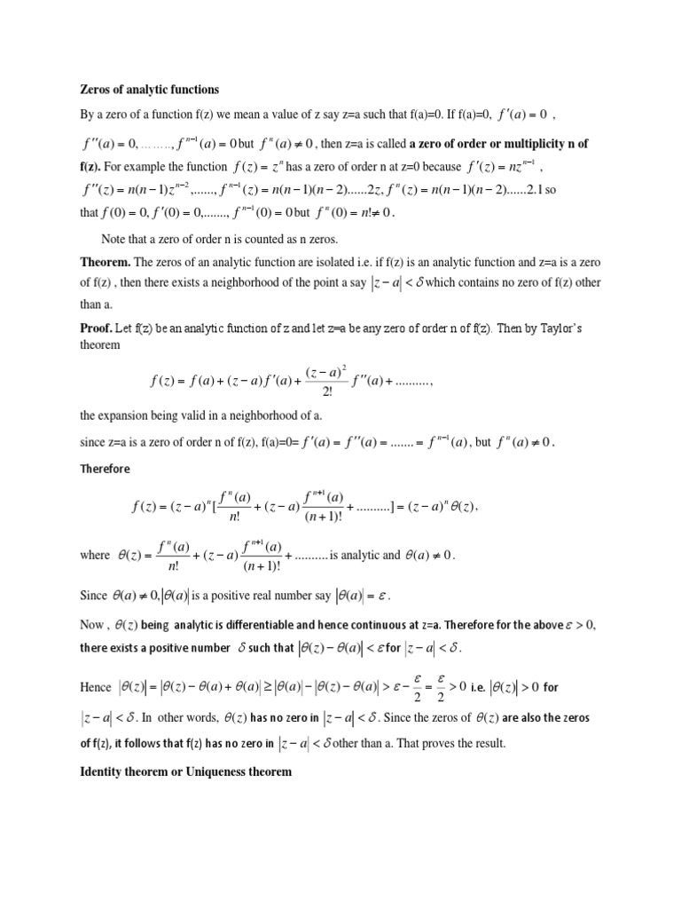 Analytic Functions in Complex Analysis | Download Free PDF | Analytic Function | Zero Of A Function