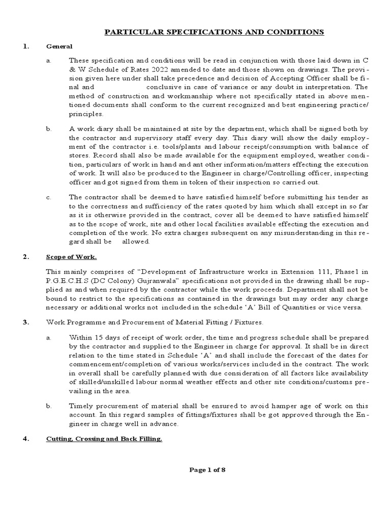 Particular Specification | PDF | Concrete | Brick