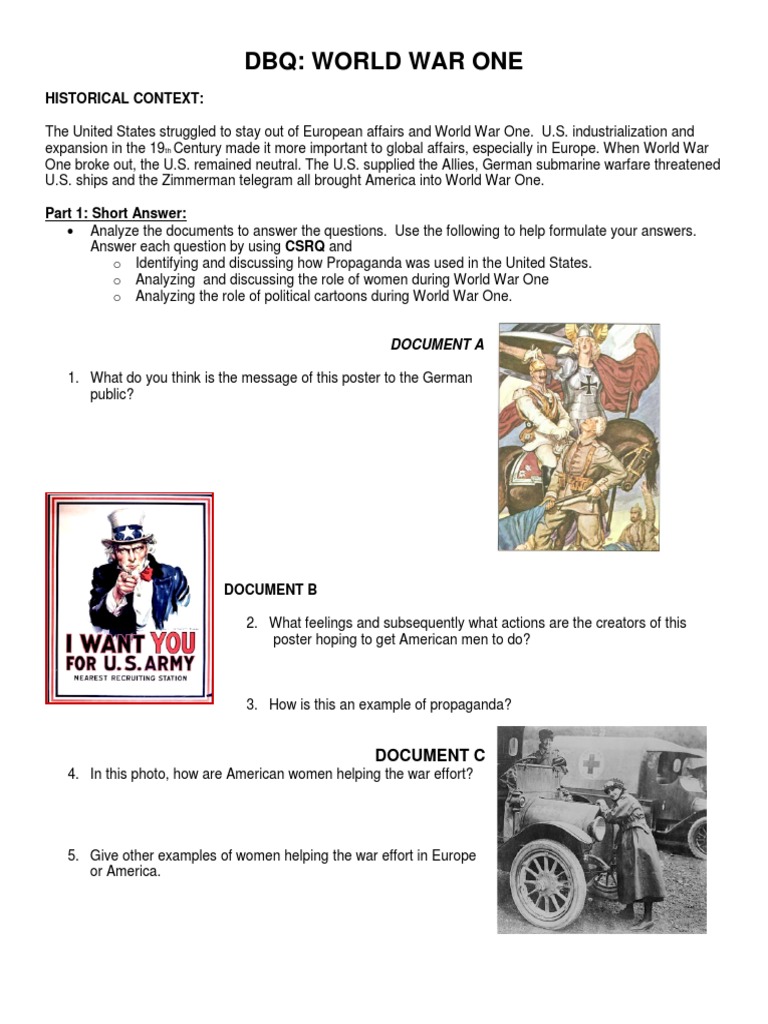 DBQ WW1 | Download Free PDF | World War I | Propaganda