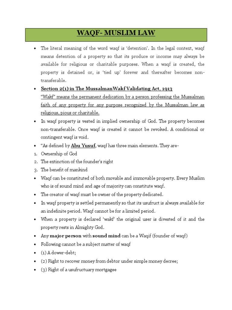 WAQf | PDF | Trust Law | Islamic Jurisprudence