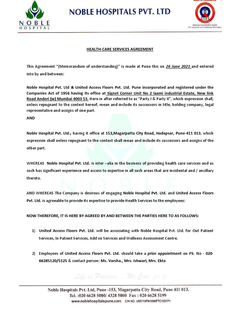 hospital_Memorandum Of Understanding | PDF