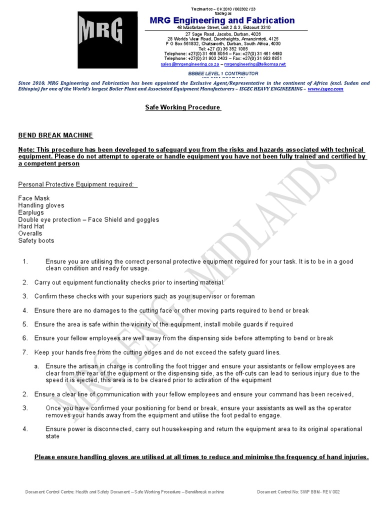 SWP - Bend Break Machine | PDF