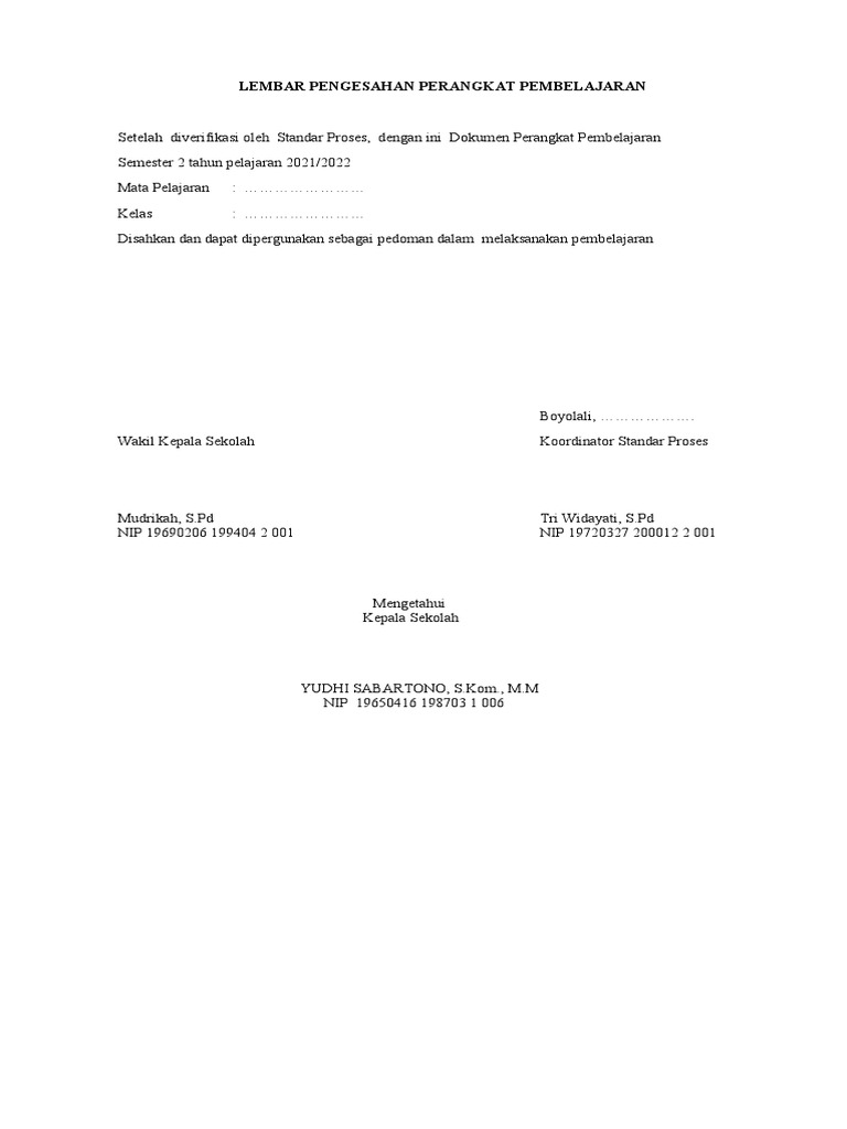 Lembar Pengesahan Perangkat | PDF