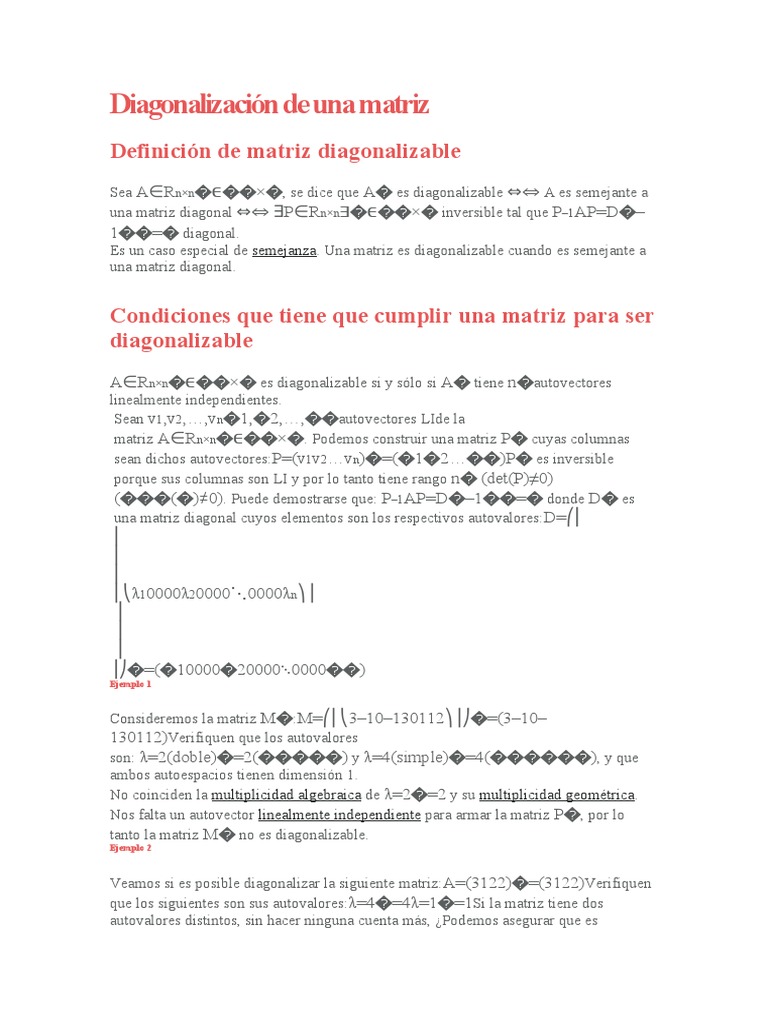 Diagonalización de Una Matriz Santy | PDF | Valores propios y vectores ...