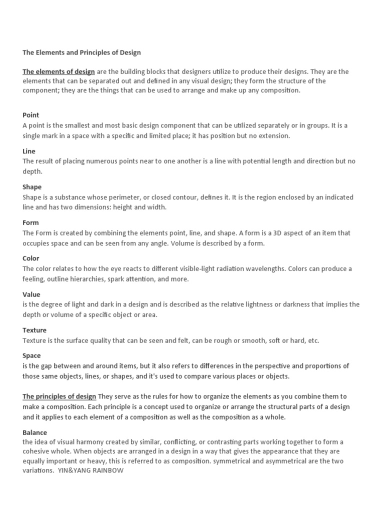 The Elements and Principles of Design | PDF | Career & Growth | Art