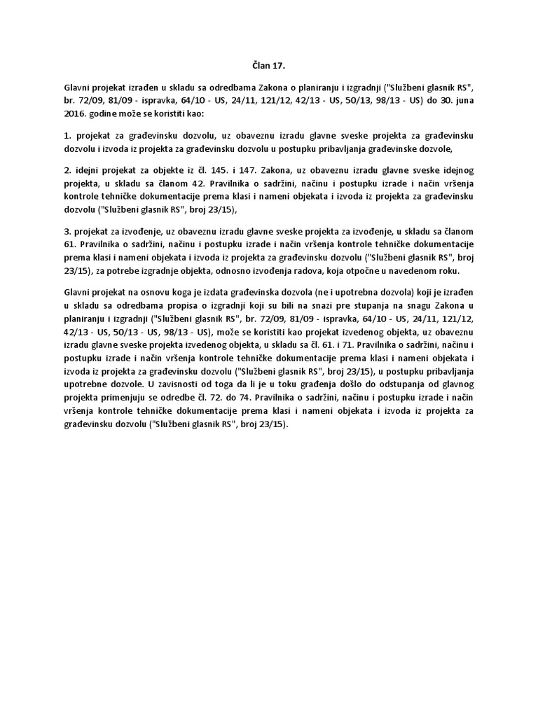 Izmenjeni Clan 17 Pravilnika o Sadrzini Nacinu I Postupku Izrade I Nacin Vrsenja Kontrole ...