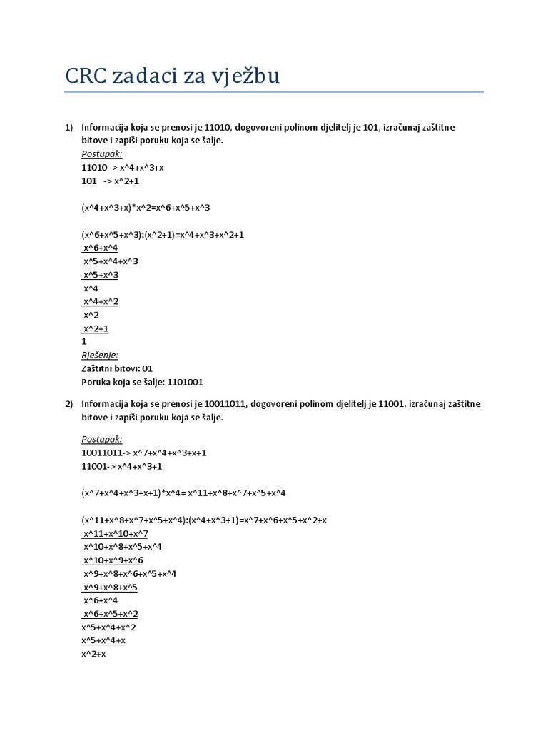 CRC Zadaci Za Vje Bu | PDF