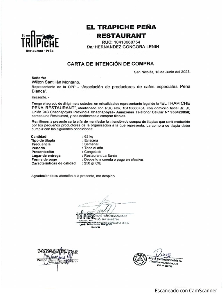 Carta de Intención de Compra | PDF