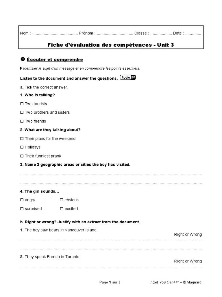 Exo Anglais4e Eval Competences 03 | PDF