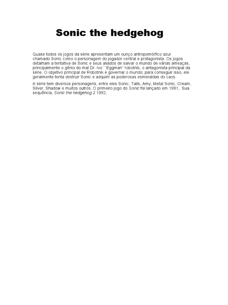 Sonic The Hedgehog | PDF