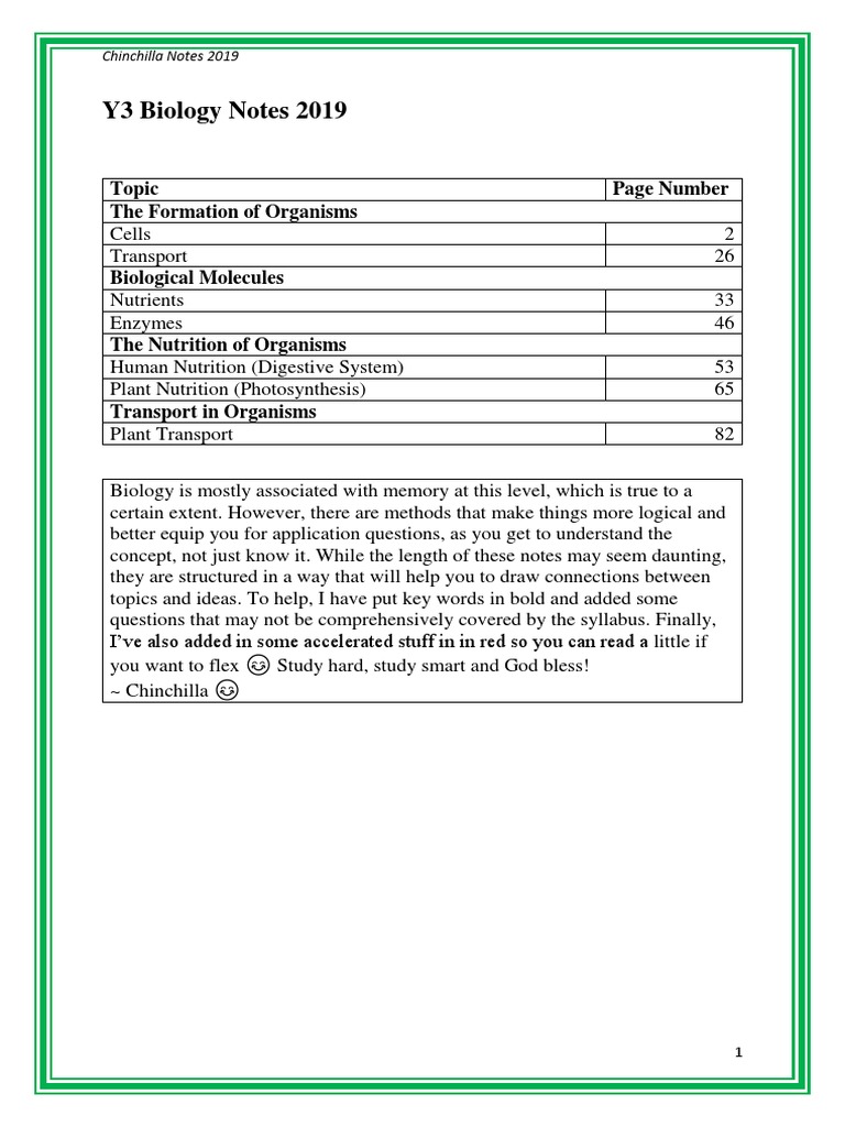 y3 Biology Notes v3 (2) | PDF