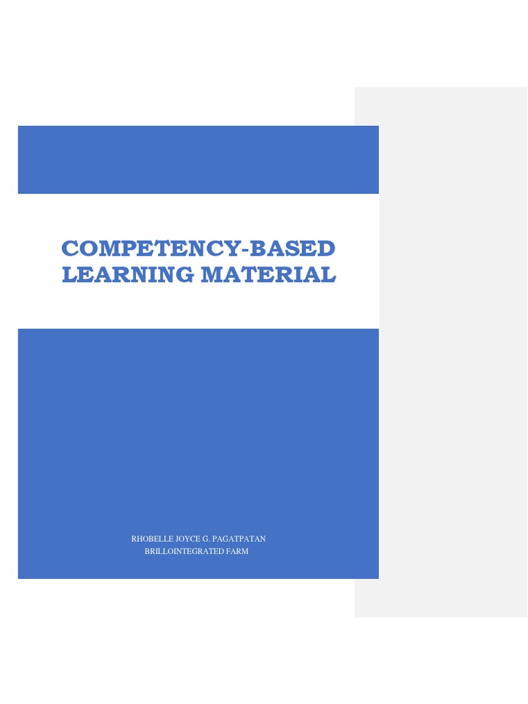 Competency Based Learning Material | PDF