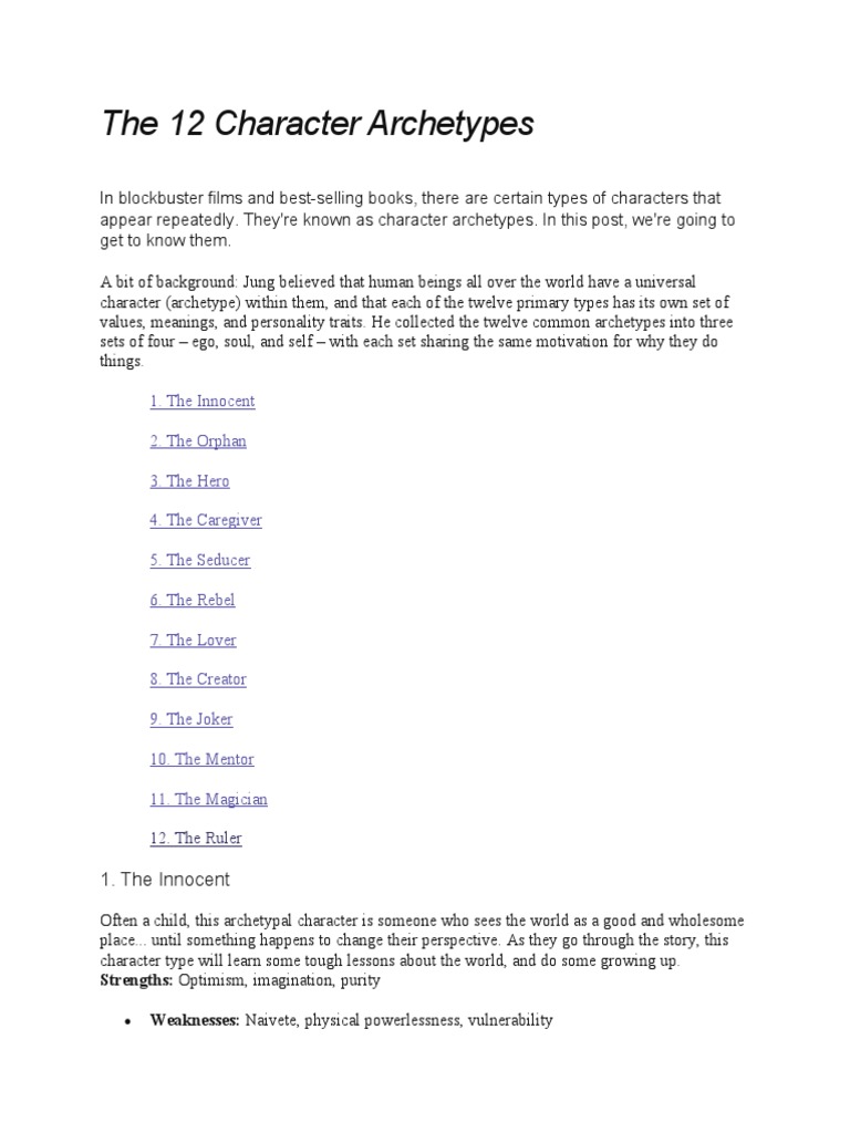 Twelve-Character-Archetypes | PDF