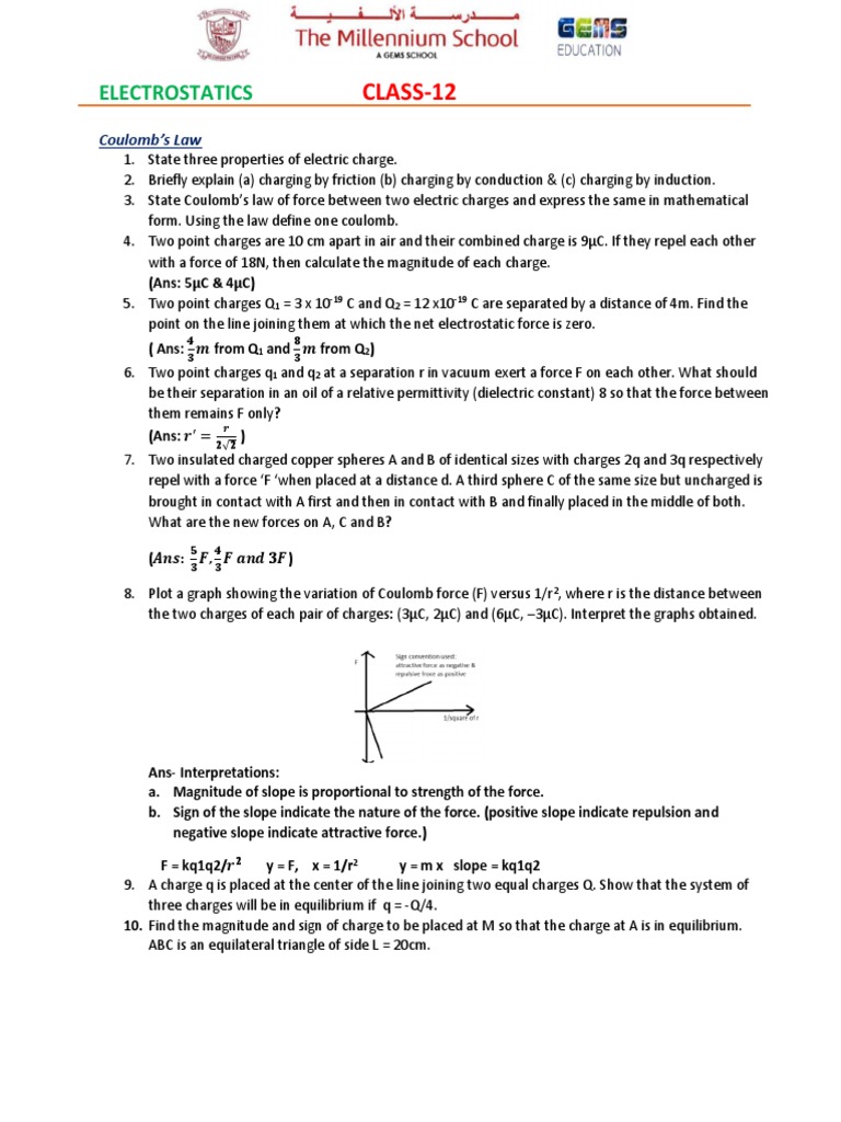 1 Electrostatics | PDF | Science & Mathematics