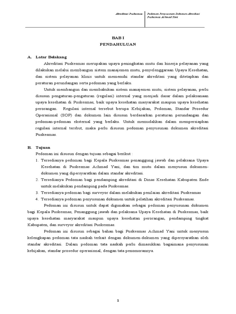 Pedoman Tata Naskah Puskesmas Achmad Yani | PDF