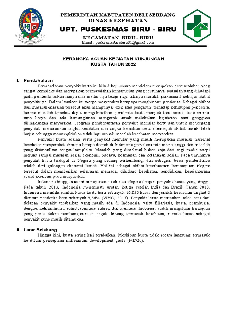 Kak Program Kusta 2023 | PDF | Kesehatan Holistik