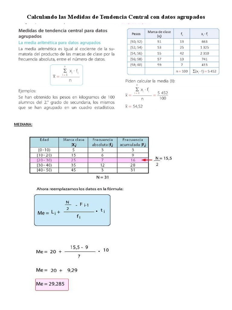 Calculando Las Medidas de Tendencia Central Con Datos Agrupados | PDF