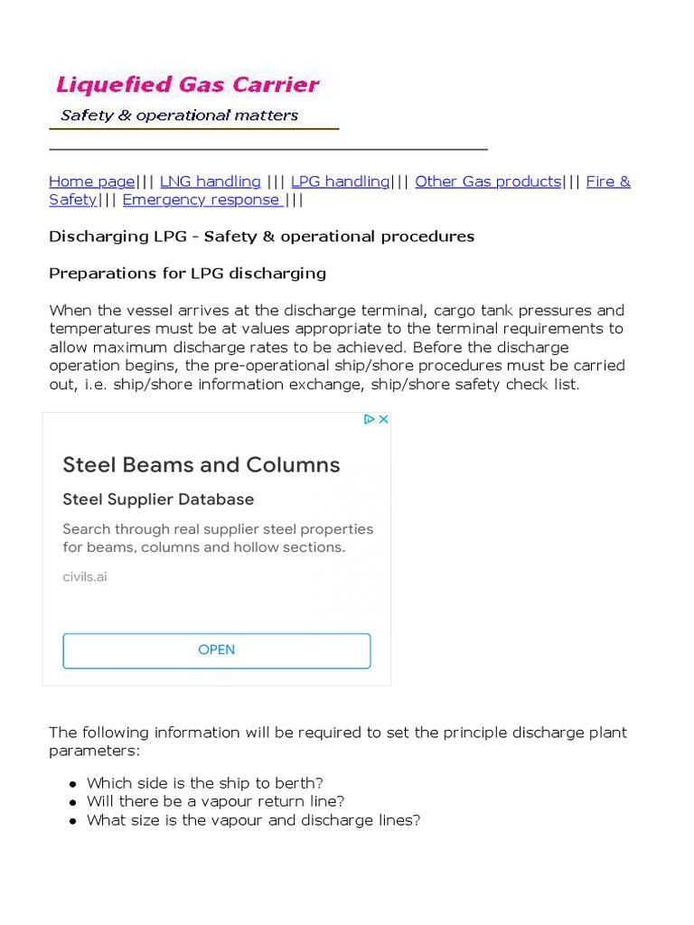 Discharging LPG - Safety & Operational Procedures | PDF