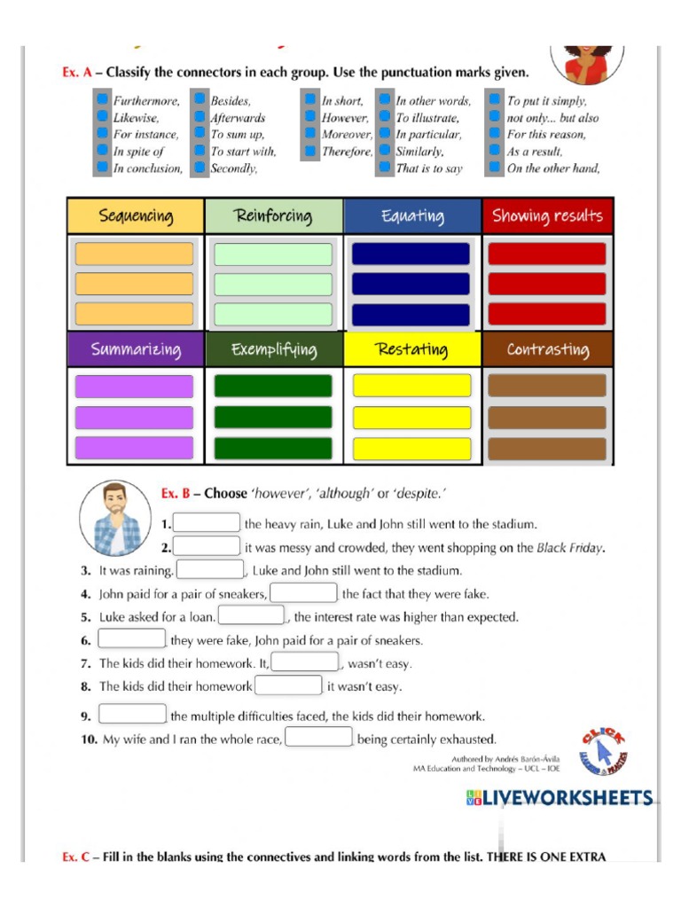 Writing Ex. - Linking Words Worksheet | PDF