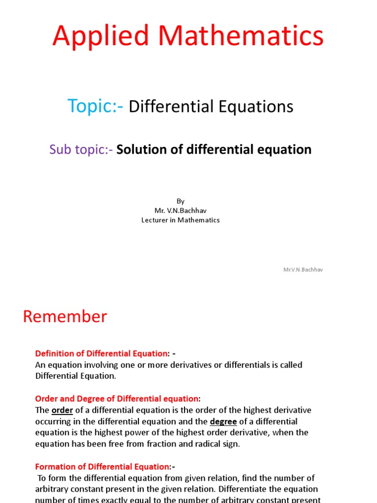 Solution of Differential Equation LDE | PDF