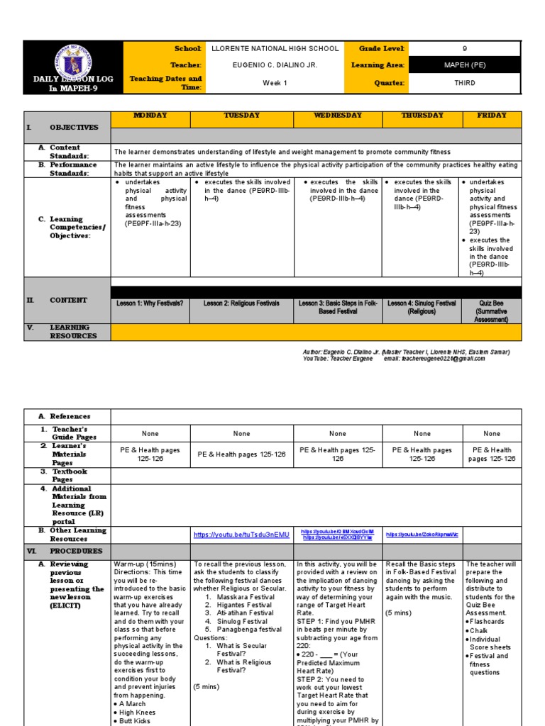 q3 DLL Pe9 Week1 | PDF